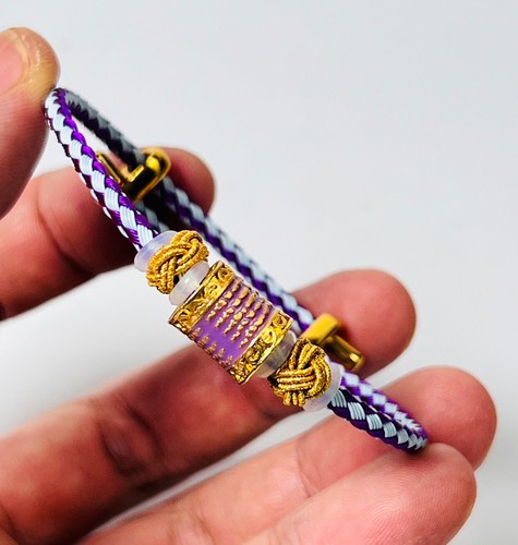 Stunning Bracelet Purple Rope Yant 5 Rows Mantra Talisman Luck ...