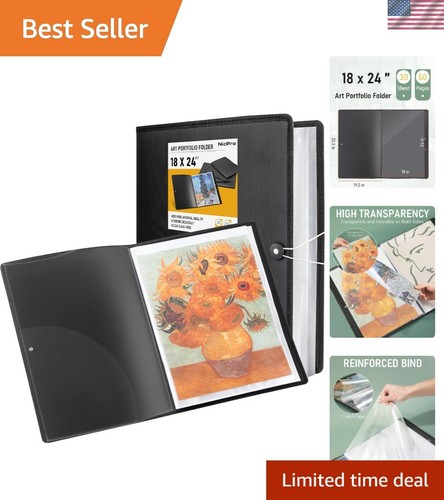 18x24 Large Art Portfolio Folder, 30 Pockets Display 60 Pages Artist ...