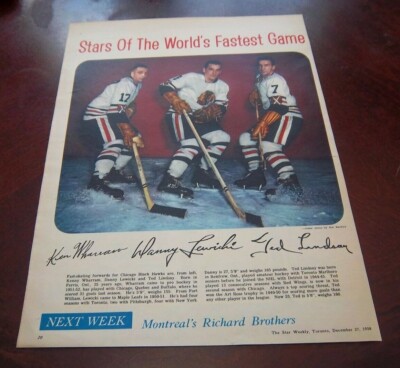 Ted Lindsey / Danny lewicki Kenny Wharram Decmber 27 1958 Star Weekly ...