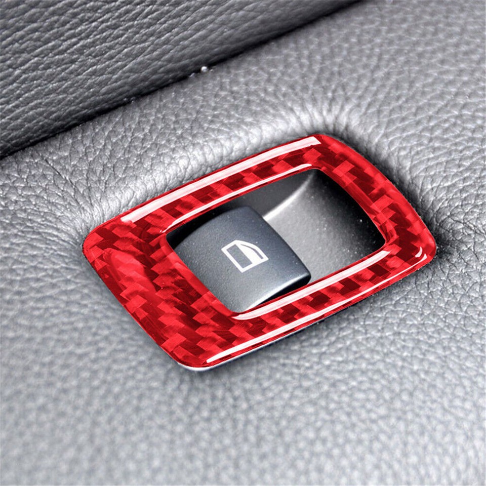 4Pcs For BMW X5 E70 X6 E71 Red Carbon Fiber Interior Door Control Cover ...