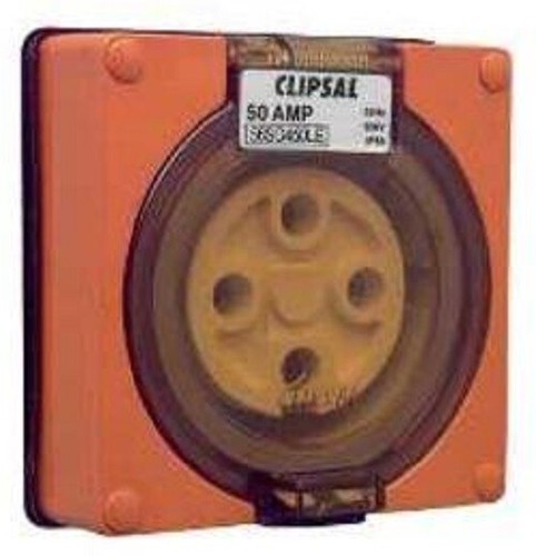Clipsal SURFACE SOCKET OUTLET 500V 50A 4-Pins Less Enclosure, Orange ...