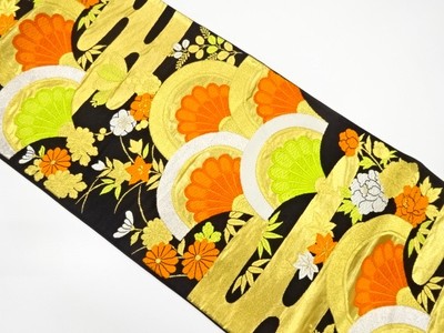 7265424: JAPANESE KIMONO / ANTIQUE FUKURO OBI / SILK / WOVEN EGASUMI ...