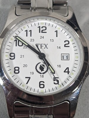 TFX Bulova White Dial Round Silver Tone Case Stainless Steel Link Band ...