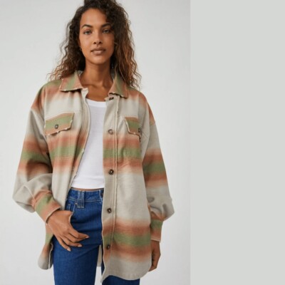Free People Printed Ruby Oversized Fleece Jacket Shacket Mazipan Com XL ...