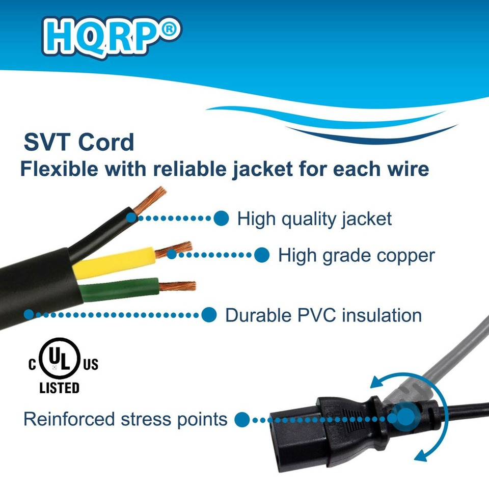 HQRP AC Power Cord for Klipsch RW-8 RW-12d SW-308 Powered Subwoofer ...