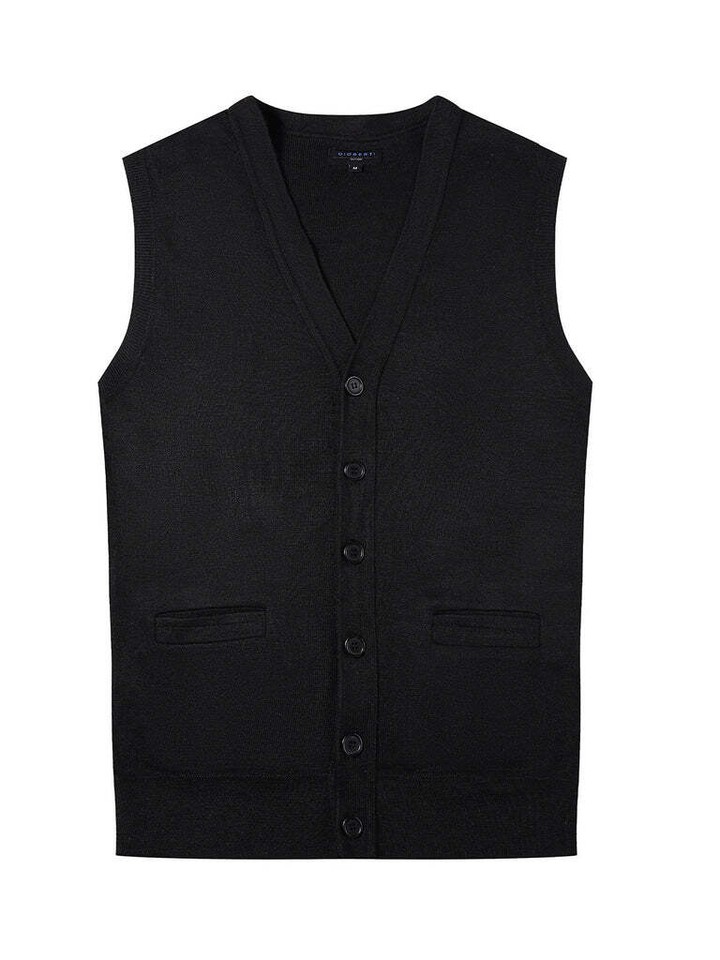 Men's V Neck Vest Button Two Pocket Inside Vest Sweater Knitted ...