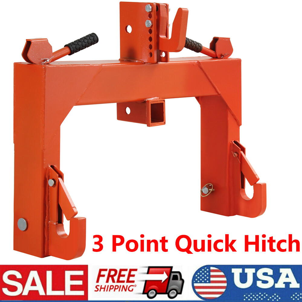 3-Point Quick Hitch Adapter for Category 1 & 2 Attachment Tractor Steel ...