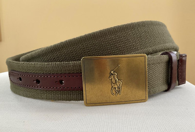$89 NWT Polo Ralph Lauren Pony Plaque men’s Canvas Belt Olive size 38 ...