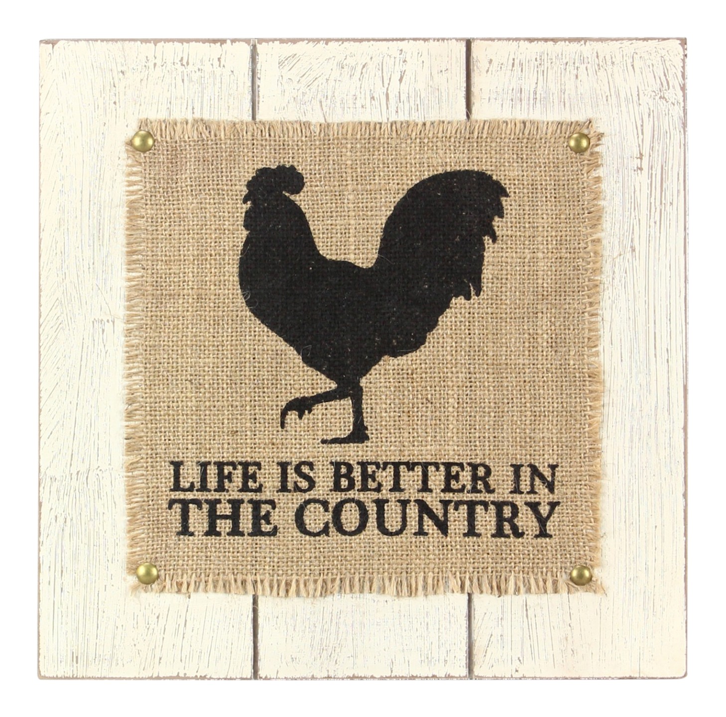 Black Rooster Life Is Better in Country Wood and Burlap 11 Inch Wall ...