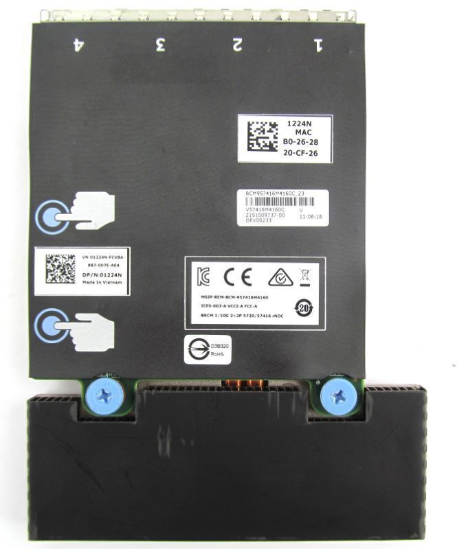 DELL BROADCOM 5720 2x1GB 57416 2x10GB DAUGHTER CARD 01224N 1224N RJ45 ...