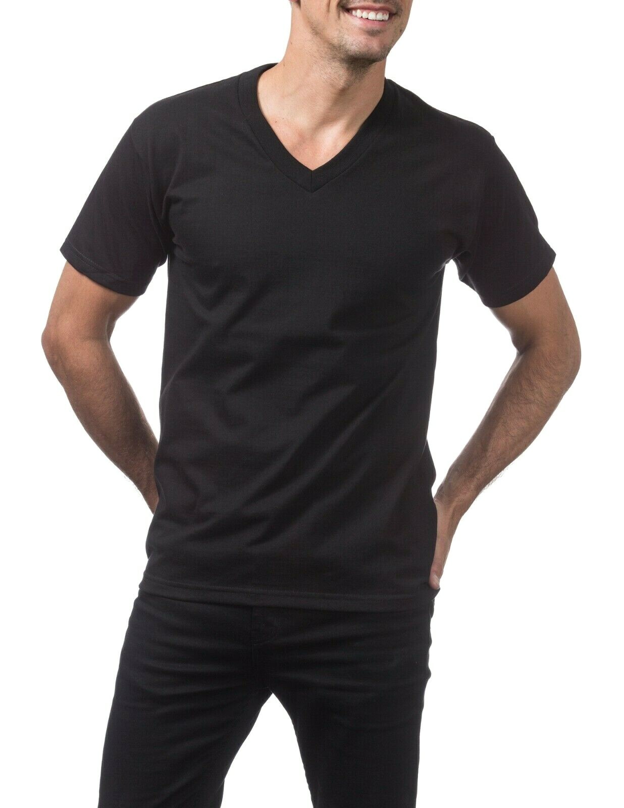 PRO CLUB V NECK T SHIRTS PLAIN MENS COMFORT SHIRT SHORT SLEEVE BIG AND ...
