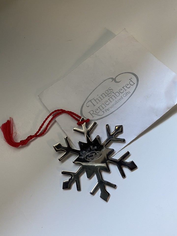 VTG Things Remembered 2003 Silvery Snowflake Tree Ornament Red Tassel ...