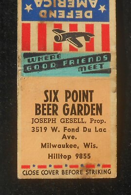 1940s Six Point Beer Garden Joseph Gesell 3519 W. Fond Du Lac Ave ...