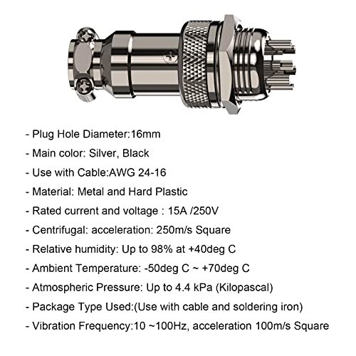 Aviation Plug 6-Pin 16mm Metal Male Female Panel Connector GX16-6Pack ...