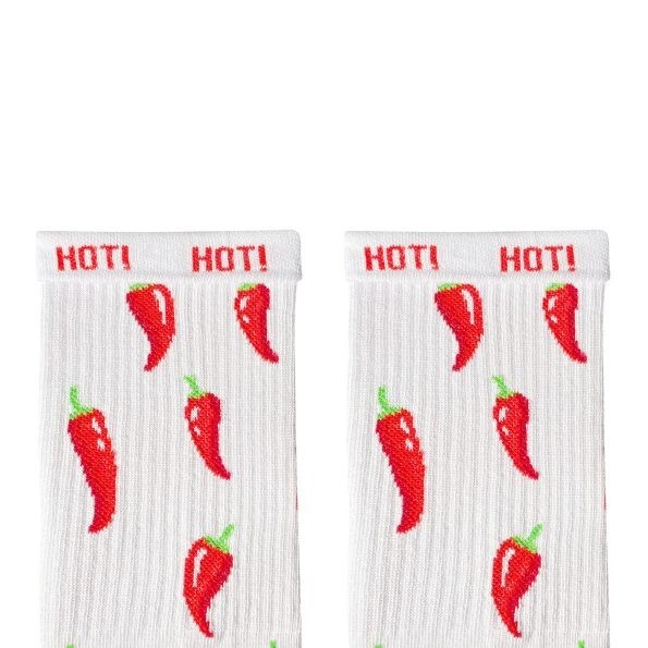 Chili Pepper White Socks | Funny Socks | Stylish Choice for Food Fans ...