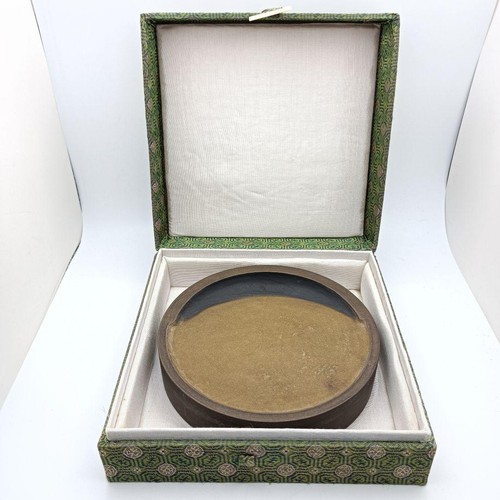[B484] Inkstone, round shape, round inkstone, with lid, boxed ...