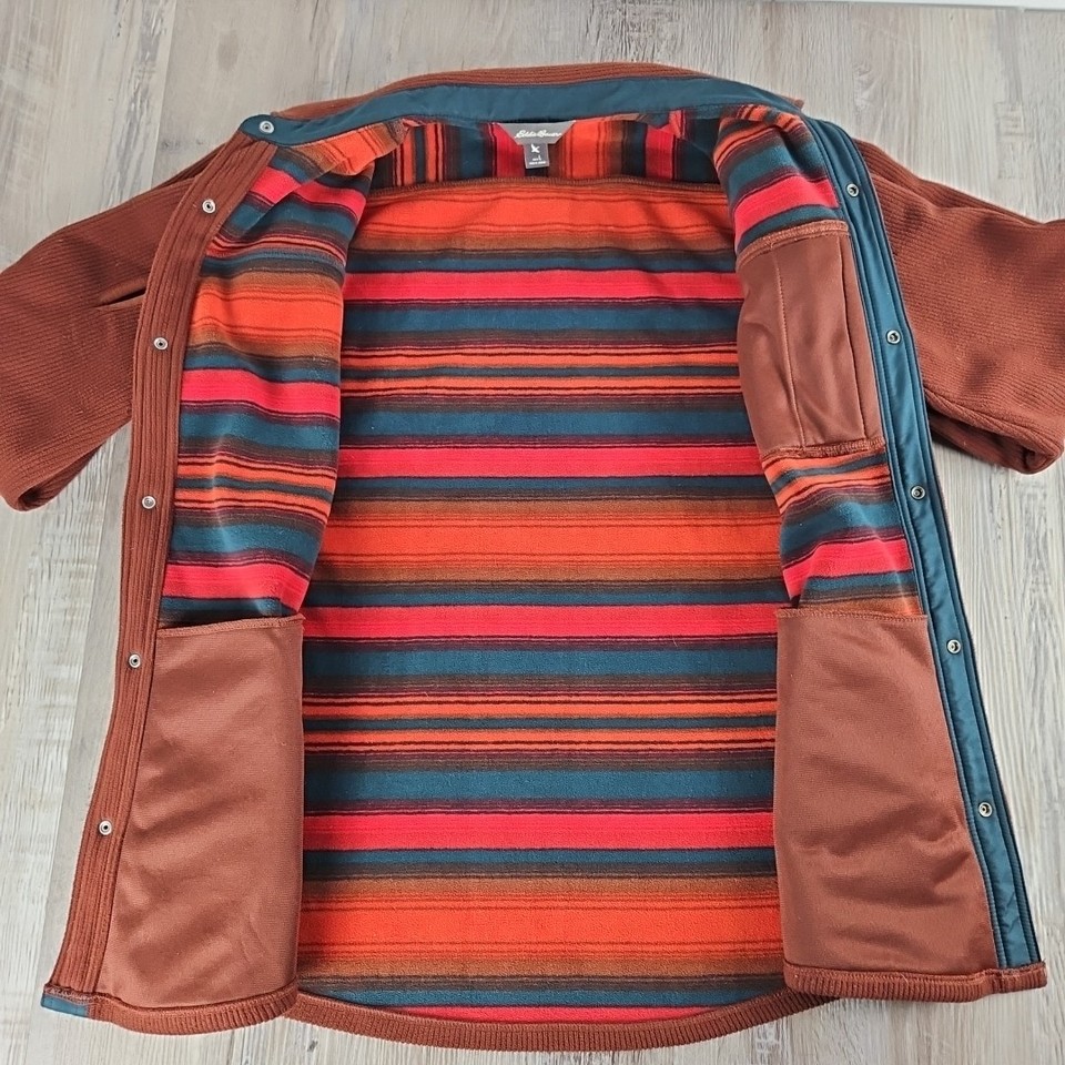 Eddie Bauer Large Brown Corduroy Style Long Sleeve Button Down Sweater ...