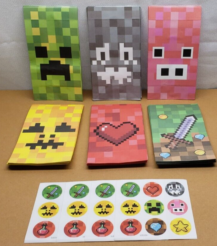 Pixel Theme School Supplies 24 Pcs Pixel Miner Gel Pens - Minecraft ...