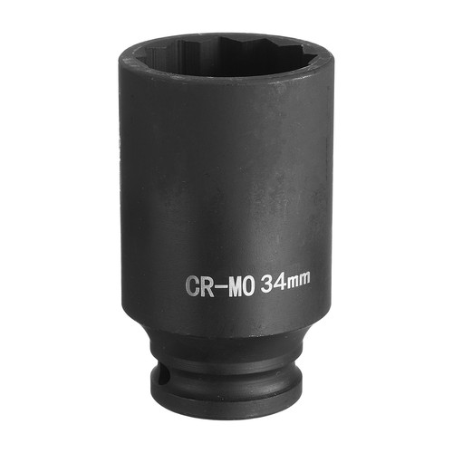 12-Point Deep Impact Socket 1/2 Inch Drive 34mm Chrome Molybdenum Steel ...
