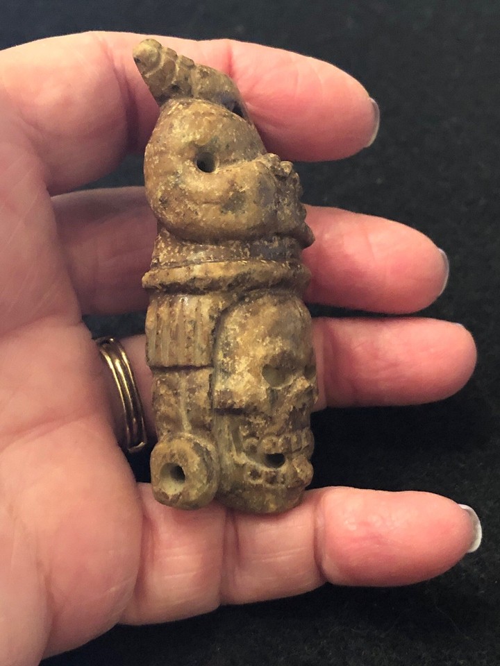 Very Rare Pre-Columbian Aztec, Incan, Mayan Carved Stone Mask Pendant ...