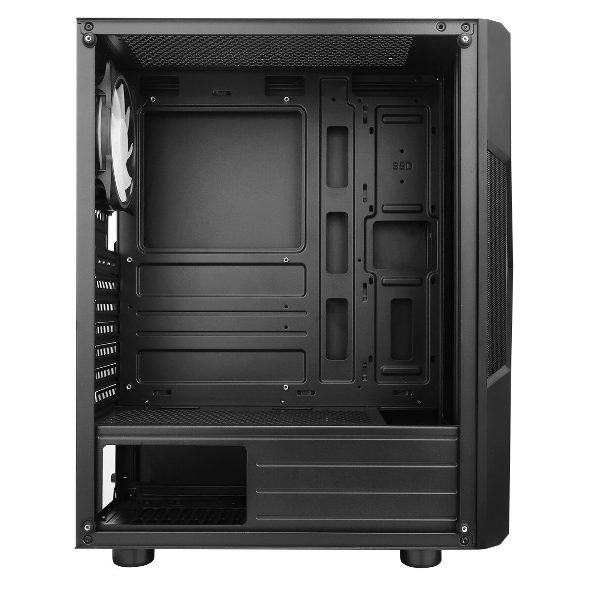 CIT Pyro Mid ATX Tower Gaming PC Case RGB Ring LED Fan 7 Strip Tempered ...