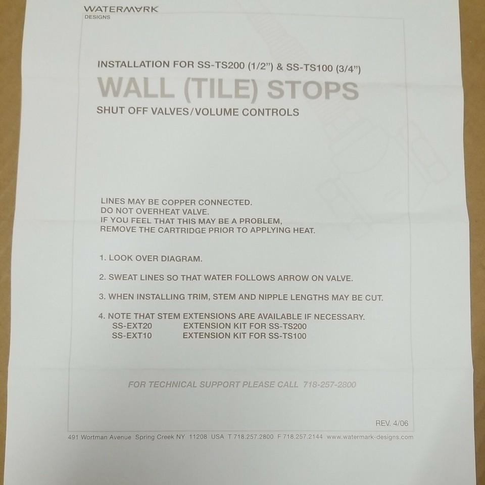 WaterMark SS-TS100 3/4" Tile Stop | eBay