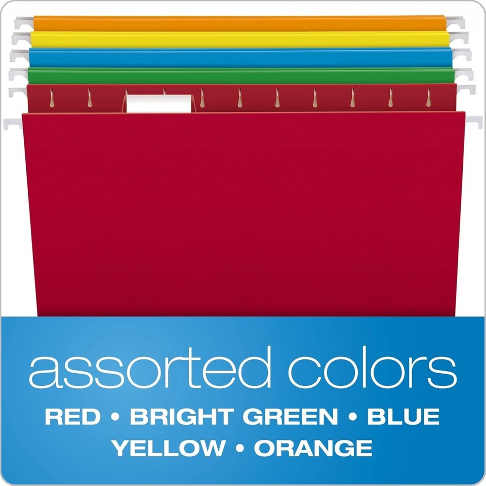 Colorful 100% Recycled Letter Size Hanging File Folders with Adjustable ...