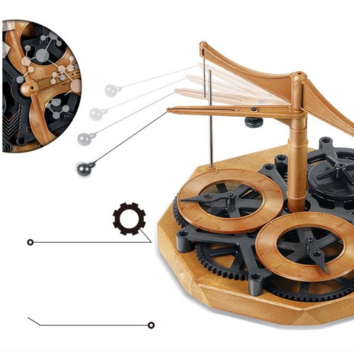 ACADEMY DIY Pendulum Clock Model Kit Wooden Reproduction Da Vinci ...