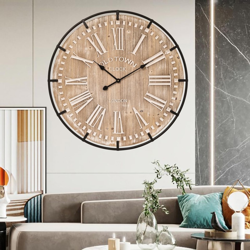 Large Wall Clock –30 Inch Farmhouse Clock -Extra Large 30 Inch Wood and ...