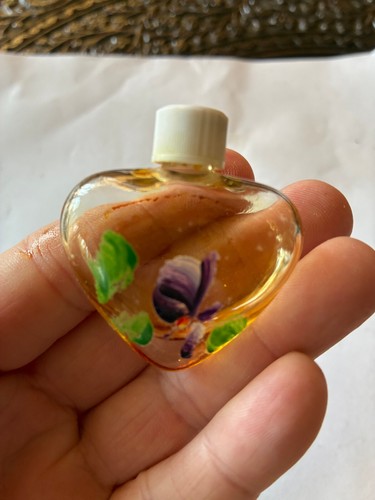 EMPTY Vintage Tiny Perfume Glass Bottle Triangle Shape Hand Painted ...