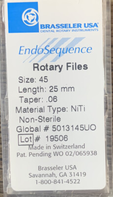 Brasseler USA Endosequence Rotary Files Size: 45 Length: 25mm Taper ...