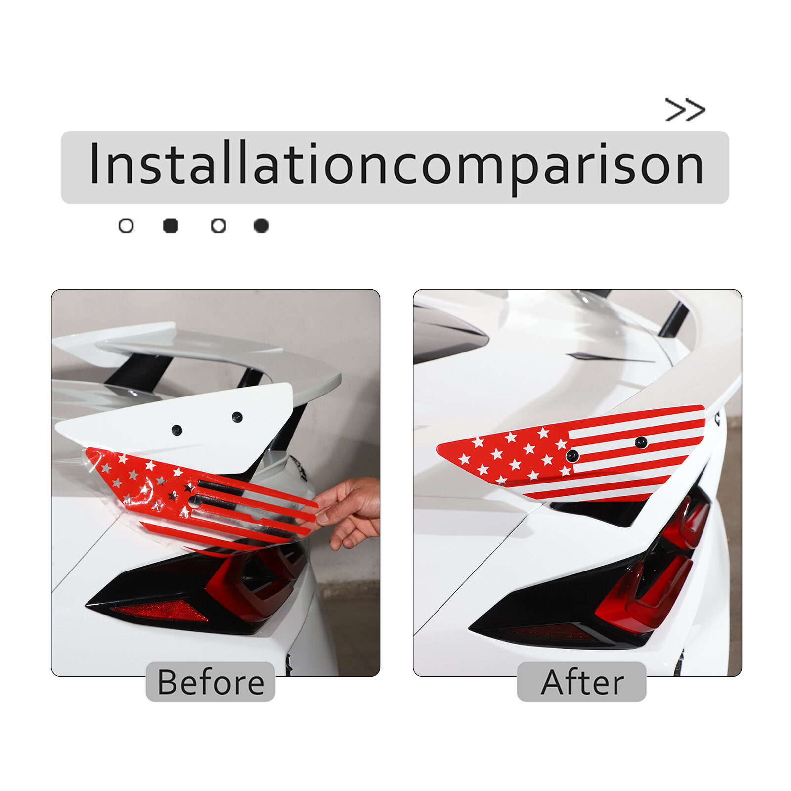 Red US Flag Car Rear Spoiler Wing Side Panel Sticker For Corvette C8 ...