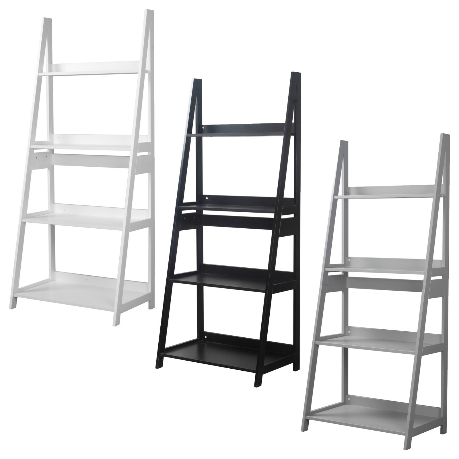 Modena 4 Tier Wooden Ladder Storage Rack Display Stand Shelving Unit ...
