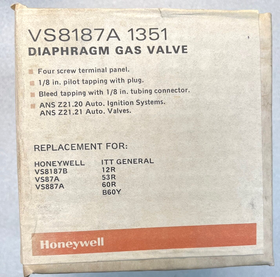 Honeywell VS8187A1351 Tradeline Diaphram Gas Valve, Powerpile | eBay