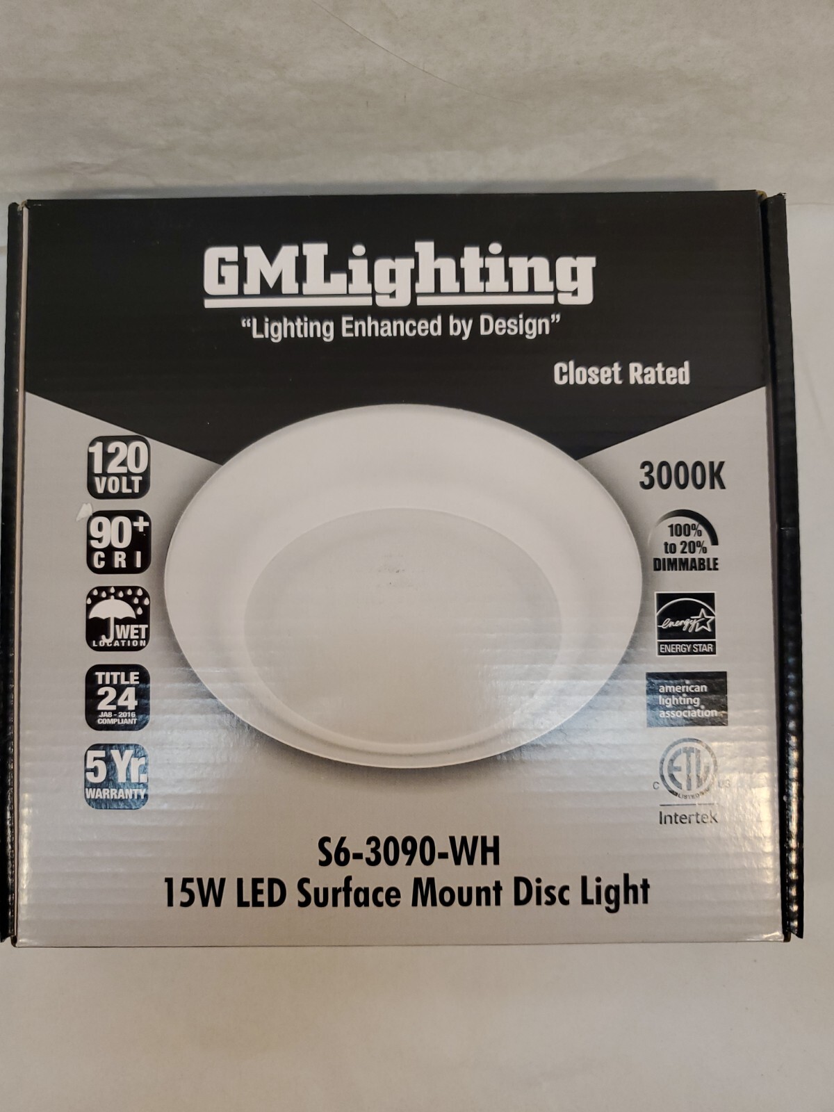 GM Lighting - 6" Round LED Surface Mount 3000K 90 CRI Fixture White for ...