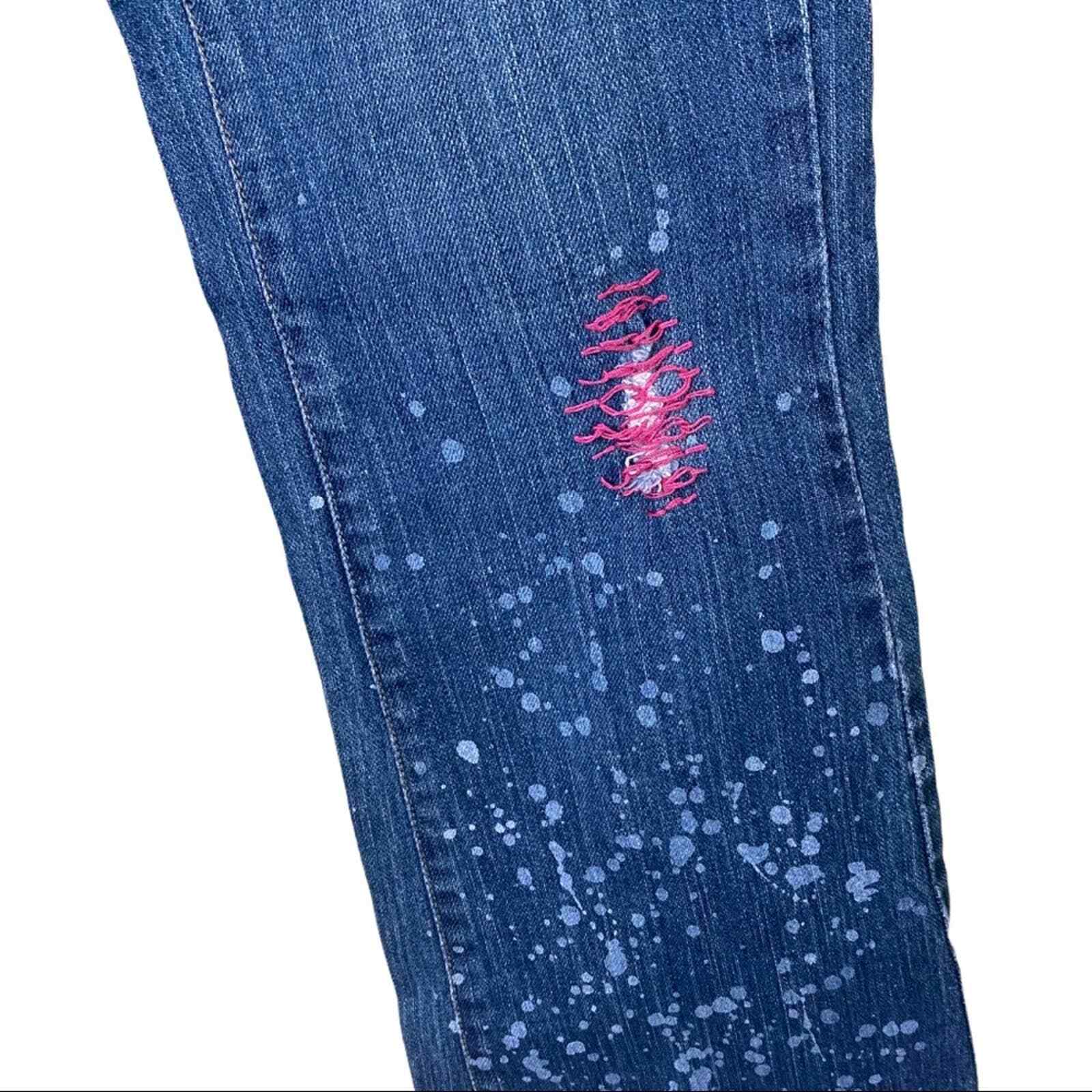 DKNY Embroidered Paint Splash Denim Flare Jeans 5 - Gem