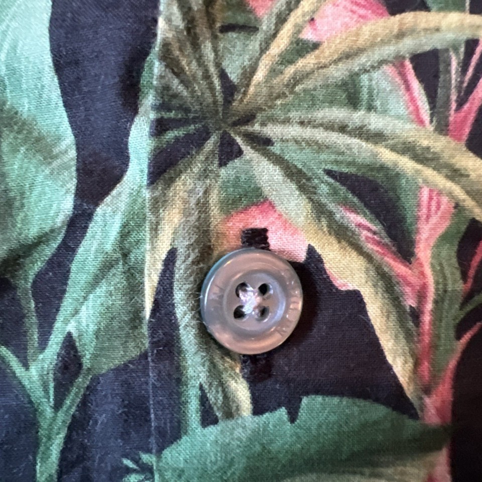 Tori Richard Aloha Hawaiian Palm Trees Flowers Button Up Pocket Shirt ...