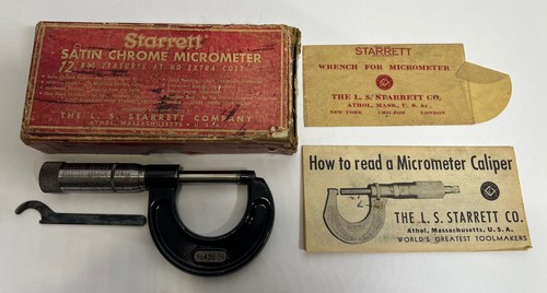 Vintage Starrett Satin Chrome Micrometer No. 436 - 1 Inch w ...