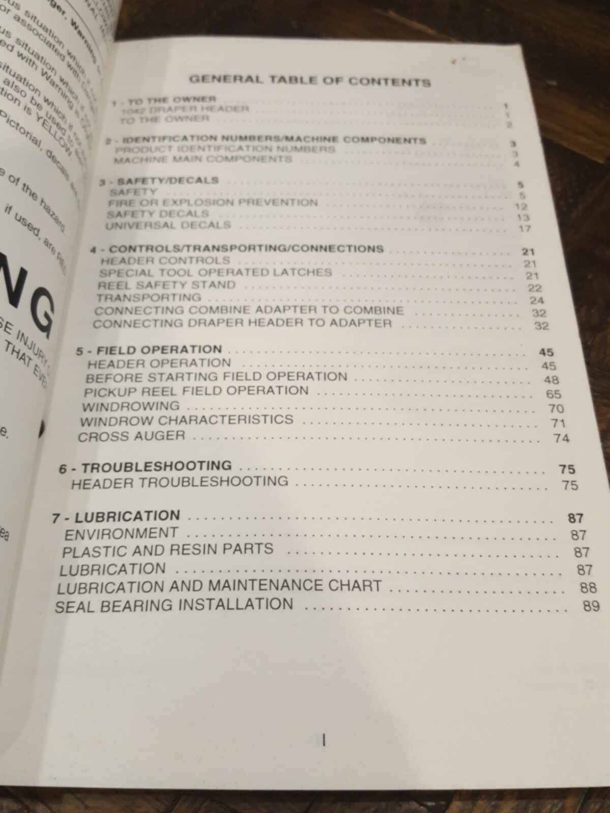 CASE IH INTERNATIONAL 1042 DRAPER HEADER COMBINE OPERATORS MANUAL ...