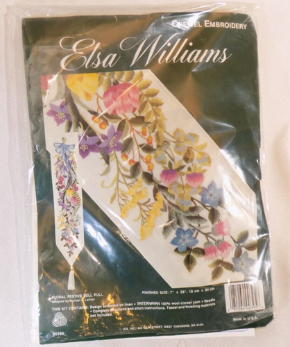 Floral Festive Bell Pull Crewel Embroidery Kit Elsa Williams OPEN PACKAGE | eBay