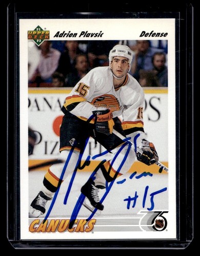 1991 Upper Deck #424 Signed Adrien Plavsic Trading Card-Dan Fox ...