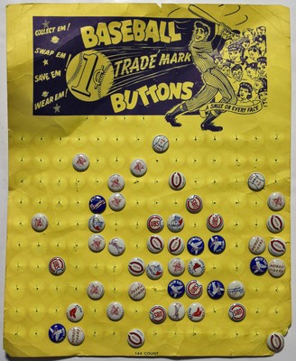 1956 Pin 1950s 12.5 x 15 Inch Baseball Buttons Store Display w/47 team ...