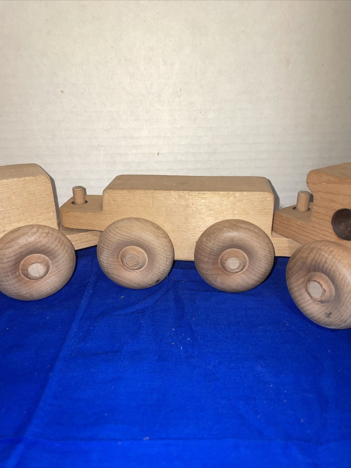 Vintage Solid Wood Wooden Toy Train Handcrafted Unfinished 4-Piece ...