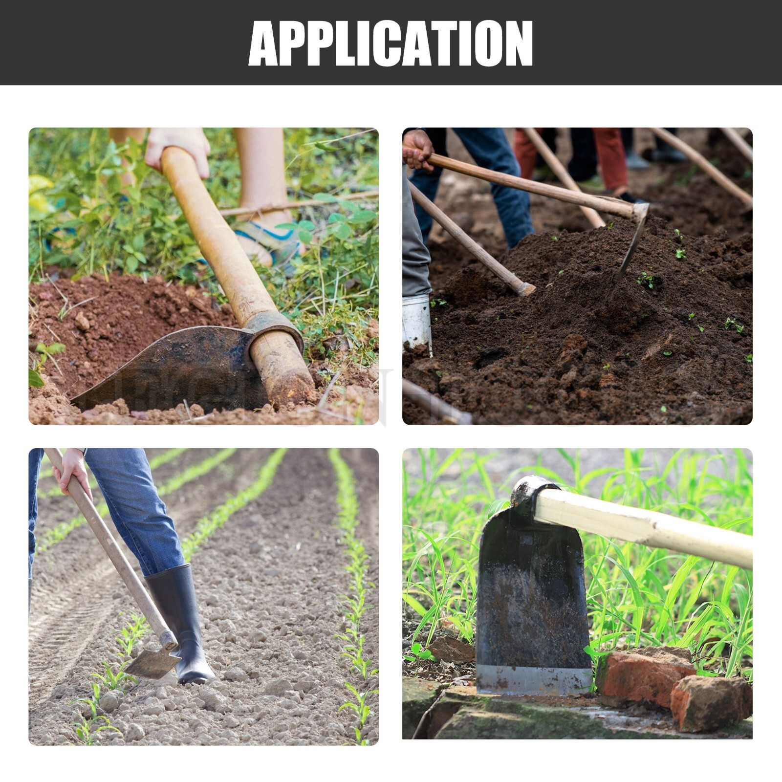 Flat Hoe With 120cm Wooden Handle Flat Mattock Gardening Farming Hand ...