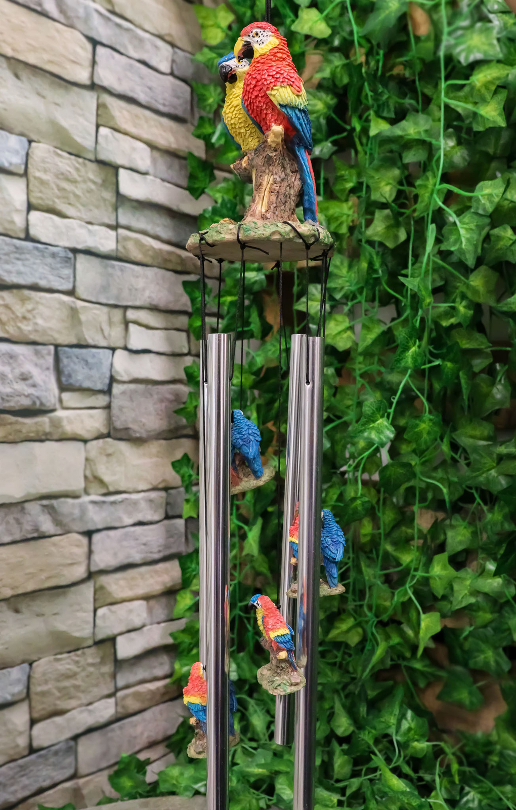 Red and Blue Scarlet Macaw Parrots Couple Resonant Relaxing Wind Chime ...