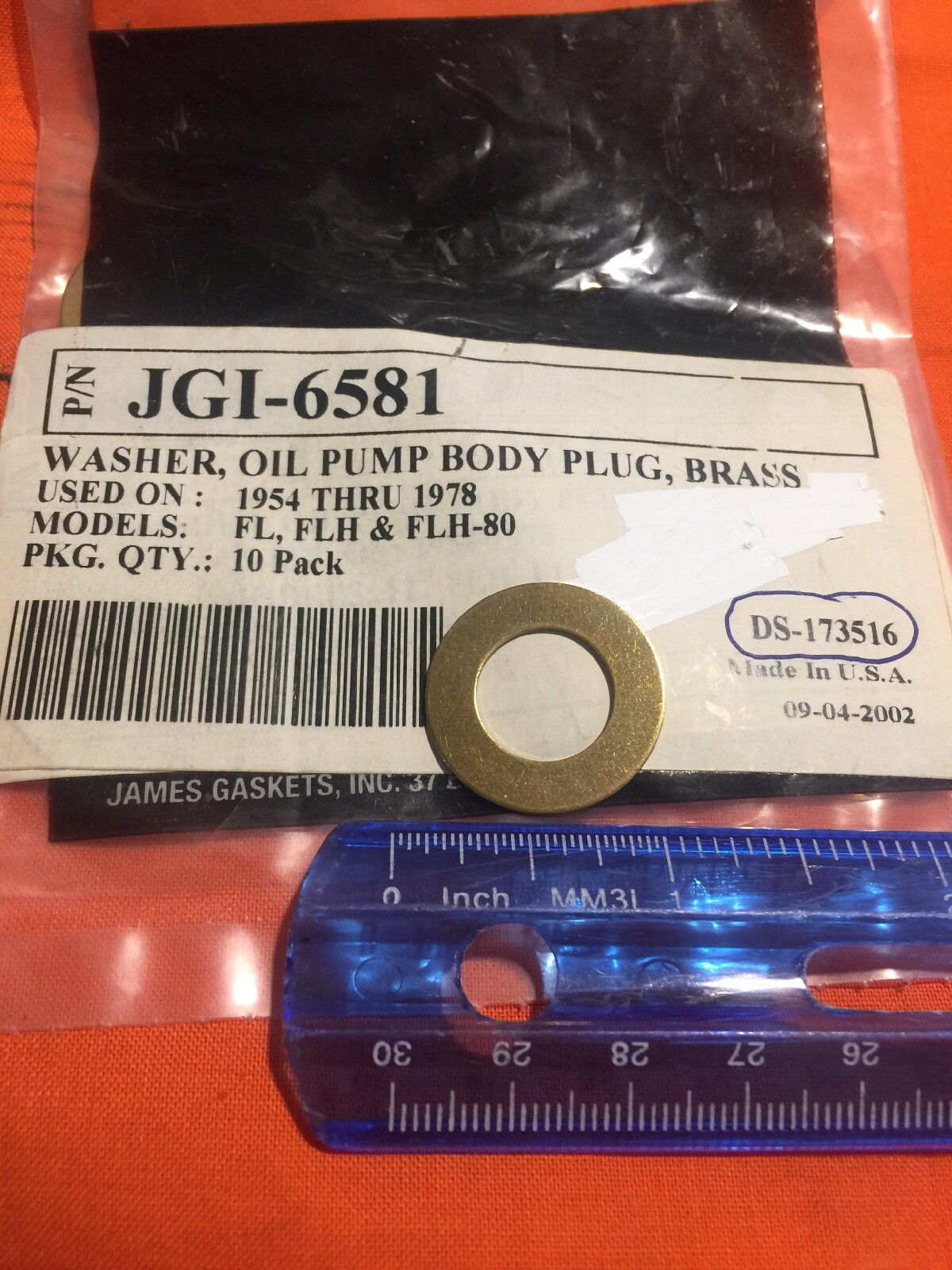 JAMES GASKET 6581 Harley Davidson oil pump body plug washer relief ...