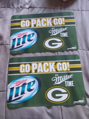 Two New Miller Lite NFL Green Bay Packers GO PACK GO 16"X 11" Man Cave ...