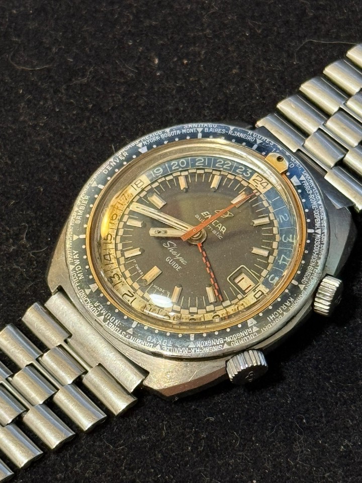 RARE 1969 Enicar Sherpa Guide Mark IV 600 GMT 166-35-04 Automatic 43mm ...