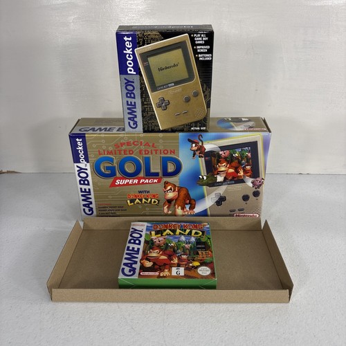 NINTENDO GAMEBOY POCKET DONKEY KONG GOLD SUPER PACK LONG BOX RARE🔥🔥BOX ...