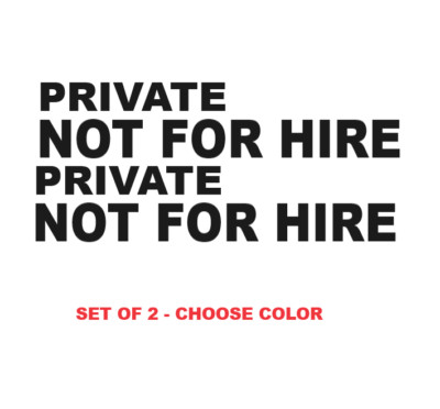 Not for Hire Decals Vinyl Lettering 3" x 10" Commercial Truck Choose ...